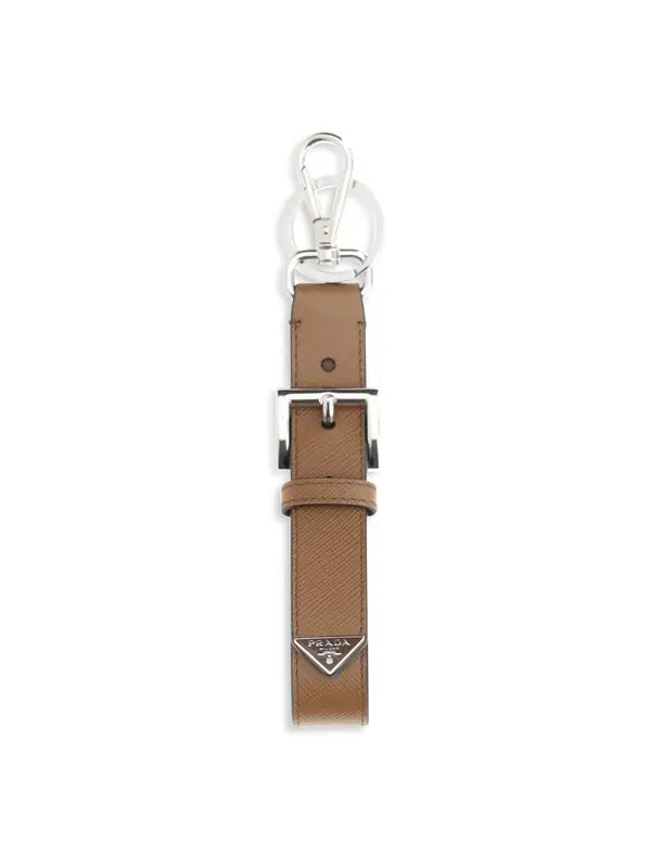 Prada Saffiano Leather Keyring With Triangle Logo