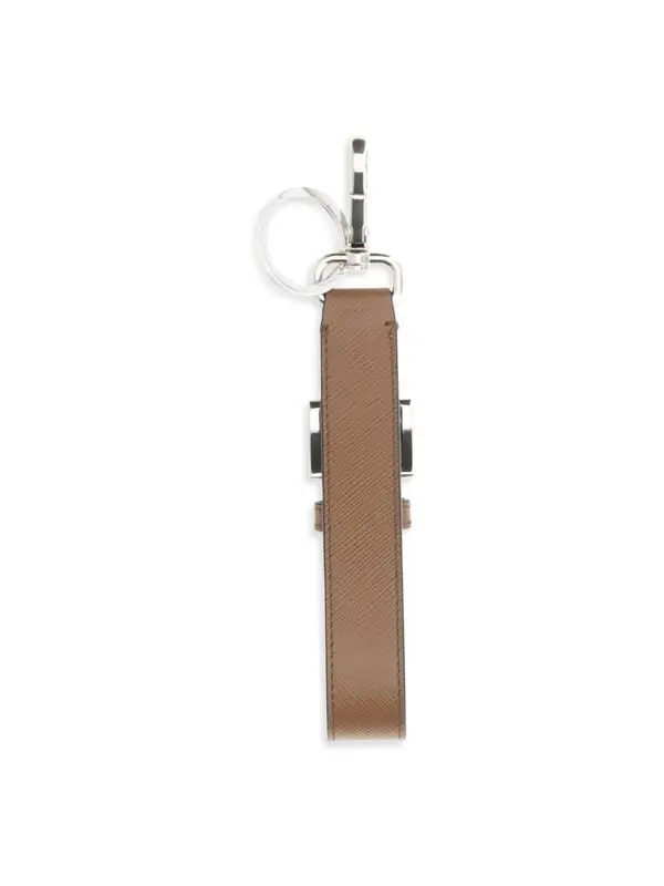 Prada Saffiano Leather Keyring With Triangle Logo