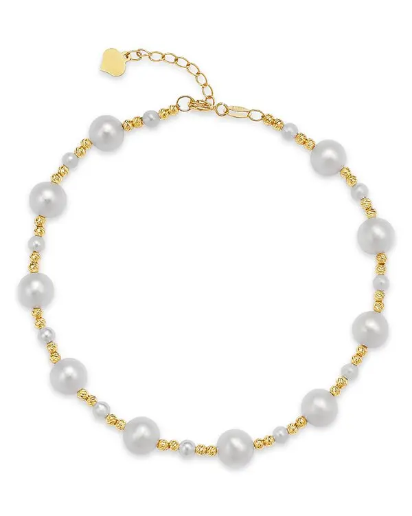 Bloomingdale'S Freshwater Pearl & Textured Bead Bracelet In 14k Yellow - Gold