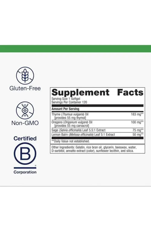 METAGENICS Oregano Thyme Digestive Support Softgels 120 Softgels