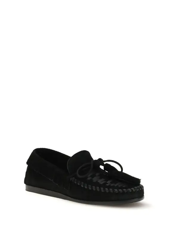Isabel Marant Étoile Suede Fitza Loafers With Fringe Detailing - Black