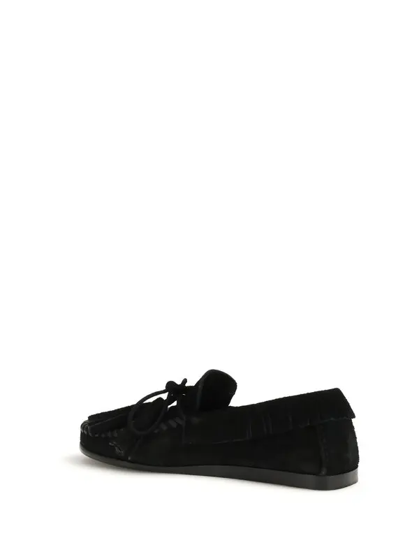 Isabel Marant Étoile Suede Fitza Loafers With Fringe Detailing - Black