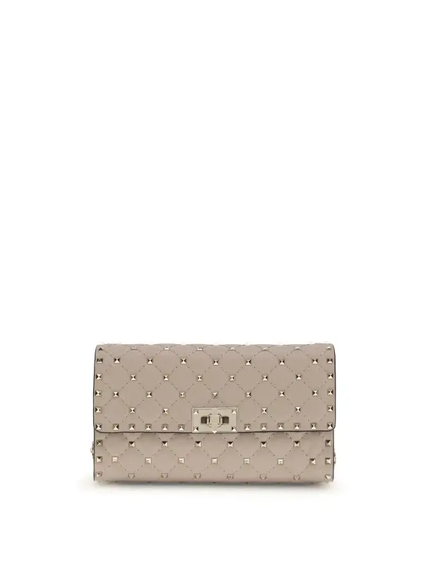 Valentino Garavani Rockstud Spike Quilted Nappa Shoulder Bag - Cream