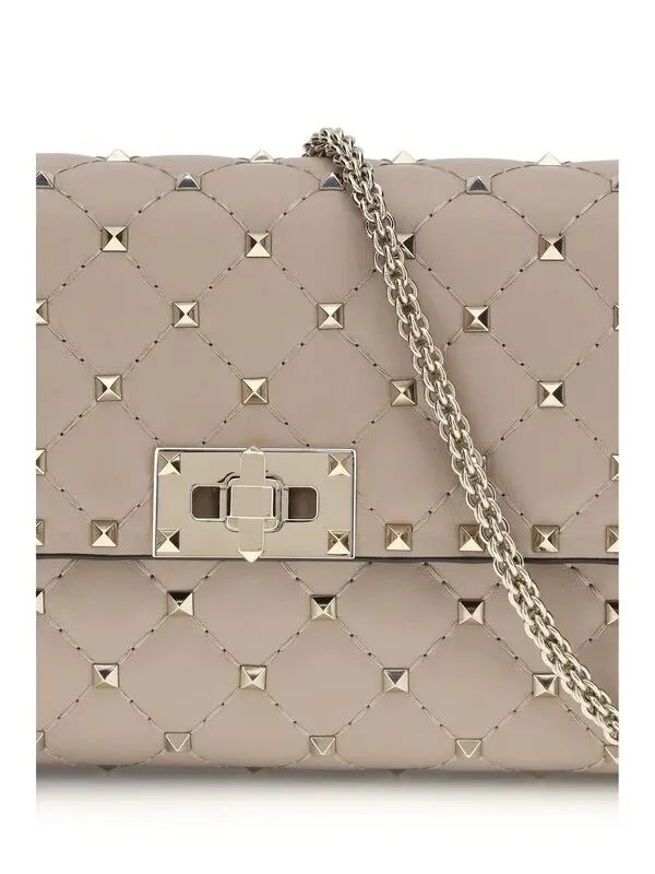 Valentino Garavani Rockstud Spike Quilted Nappa Shoulder Bag - Cream