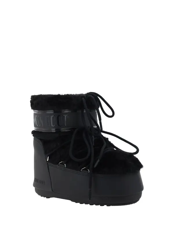Moon Boot Icon Low Faux Fur Lace-up Platform Boots - Black