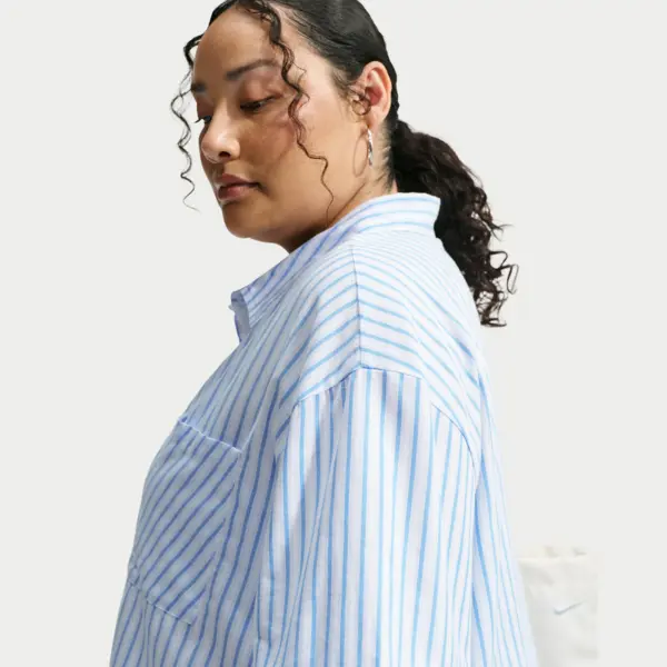 Nike Chill Poplin Oversized Striped Button-up Top