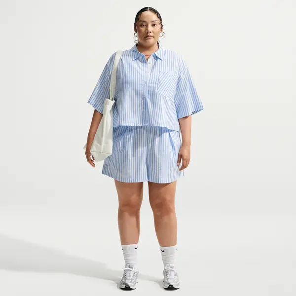 Nike Chill Poplin Oversized Striped Button-up Top