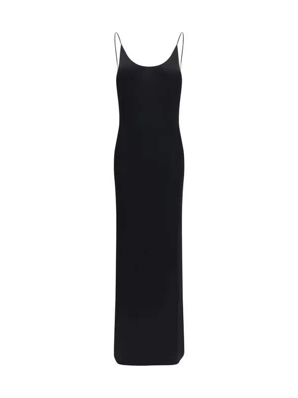Saint Laurent Backless Knit Dress With Cassandre Chain - Black