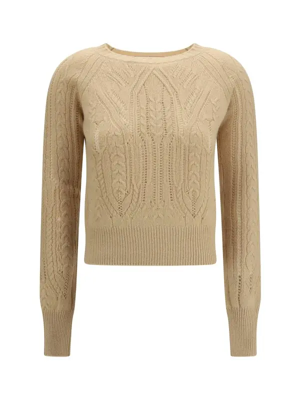 ERMANO SCERVINO Ermanno Scervino Long Sleeve Cable Knit And Openwork Cashmere Sweater