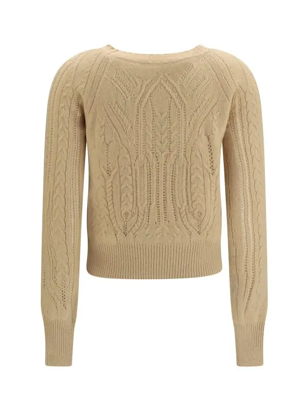 ERMANO SCERVINO Ermanno Scervino Long Sleeve Cable Knit And Openwork Cashmere Sweater