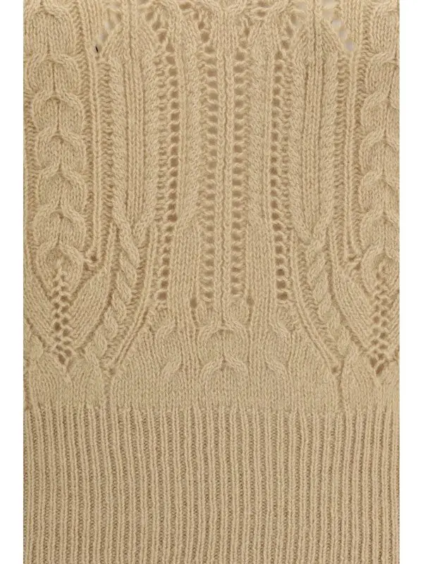 ERMANO SCERVINO Ermanno Scervino Long Sleeve Cable Knit And Openwork Cashmere Sweater