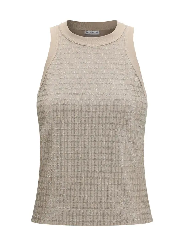 Brunello Cucinelli Cotton Top With Luminous Embroidery - Cream