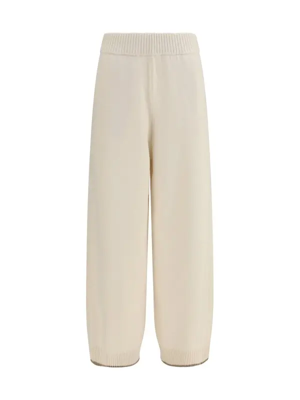 Brunello Cucinelli Cashmere Trousers With Ribbed Detailing