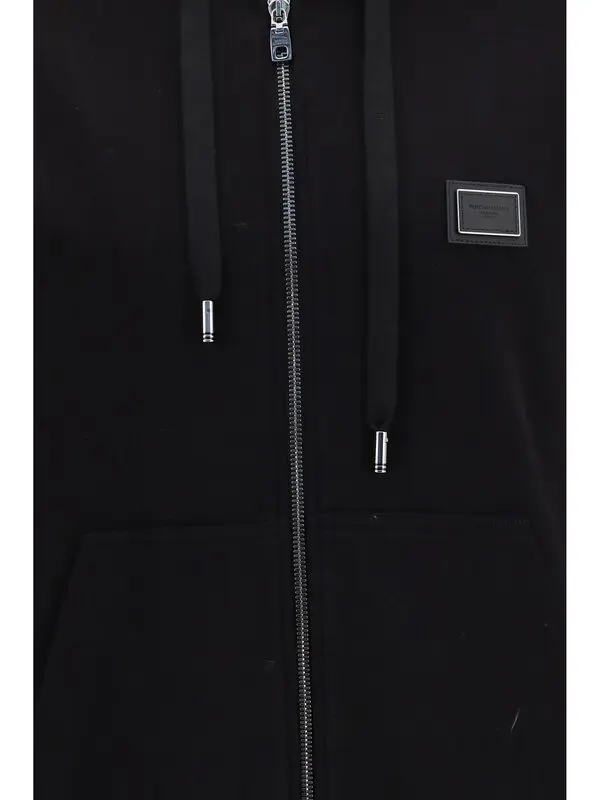 Dolce & Gabbana Cotton Hoodie With Dg Plaque