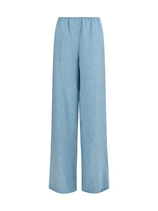 Loro Piana Sven Linen Palazzo Pants - Blue
