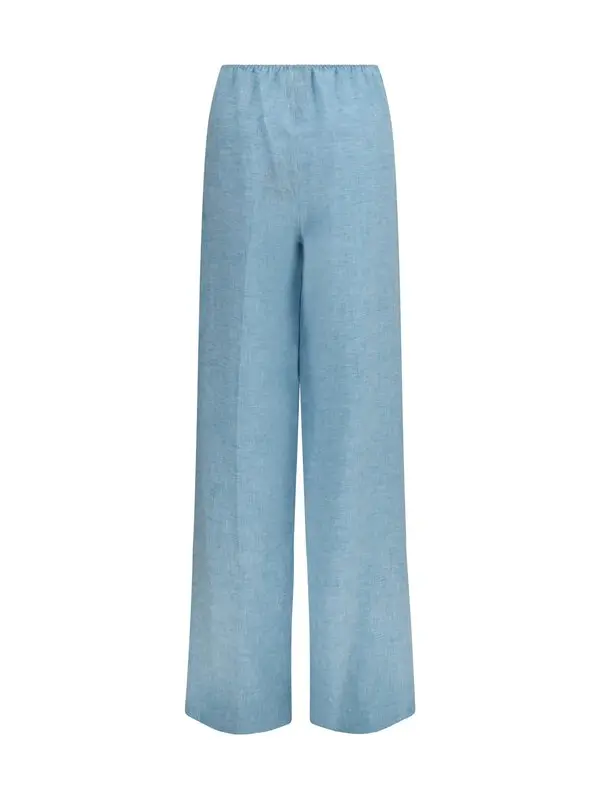 Loro Piana Sven Linen Palazzo Pants - Blue
