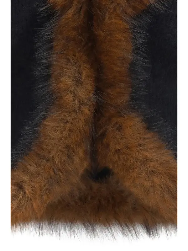SELF-PORTRAIT Knit And Faux Fur Cardigan - Blue