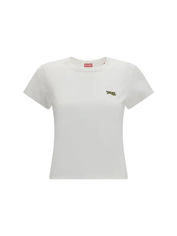 Kenzo Jumping Tiger Embroidered Cotton T-shirt - White