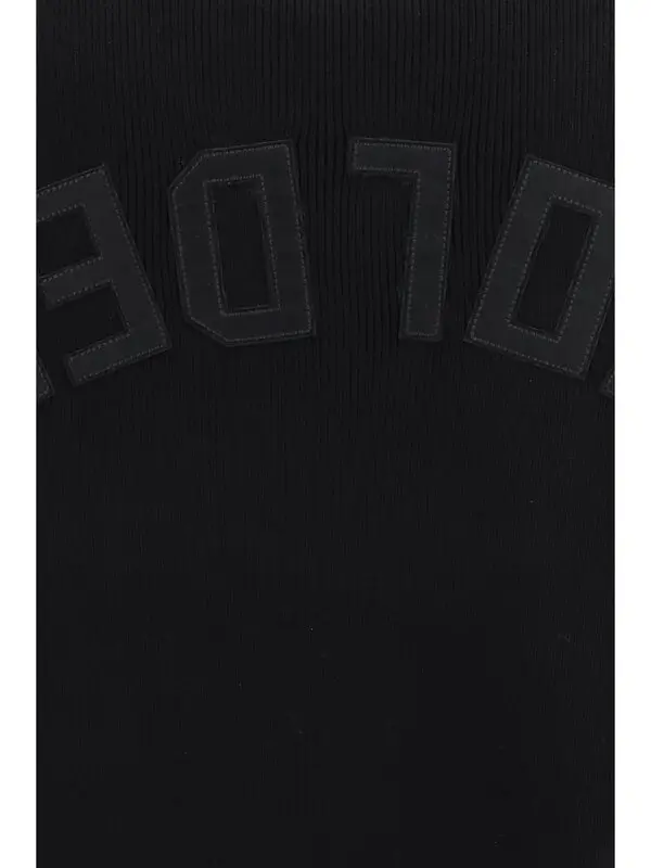 GOLDEN GOOSE Ribbed Knit Crewneck Sweater With Back Logo - Black