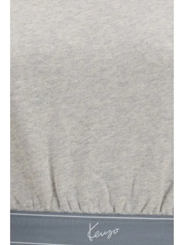 Kenzo Cropped Crewneck Sweatshirt With Embroidered Logo - Gray