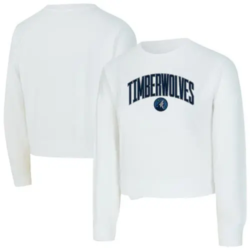 CONCEPTS SPORT Minnesota Timberwolves Laney Chenille Cropped Long Sleeve T-shirt - White