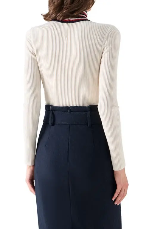 Akris Striped Mock Neck Merino Wool Sweater