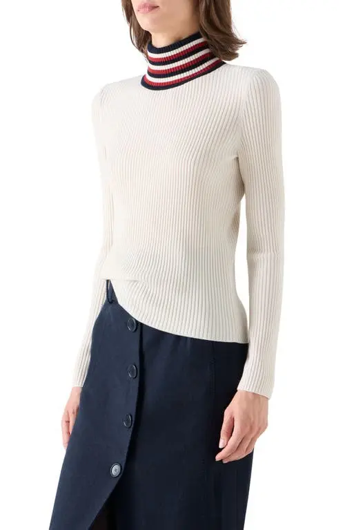 Akris Striped Mock Neck Merino Wool Sweater