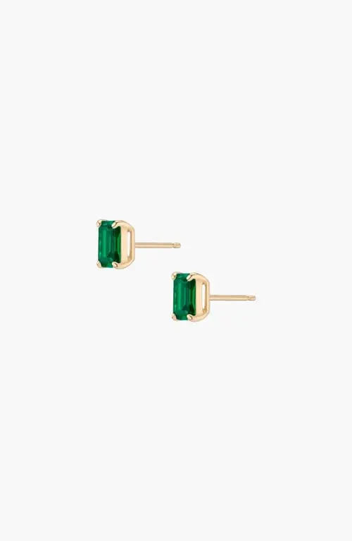 AURATE Emerald-cut Gemstone Solitaire Stud Earrings In Gold Vermeil