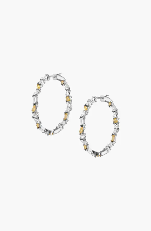 AURATE Lab Grown Sapphire And Mixed Shape Hoop Earrings