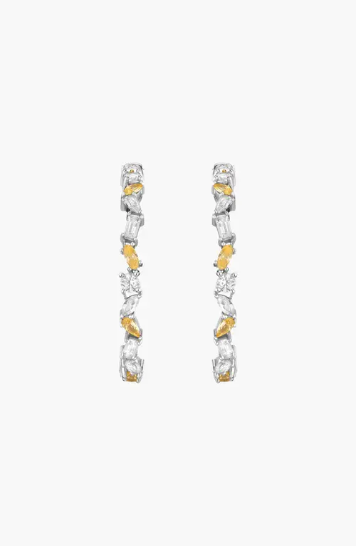 AURATE Lab Grown Sapphire And Mixed Shape Hoop Earrings