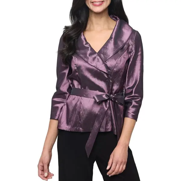 Alex Evenings Portrait Collar Faux Wrap Top
