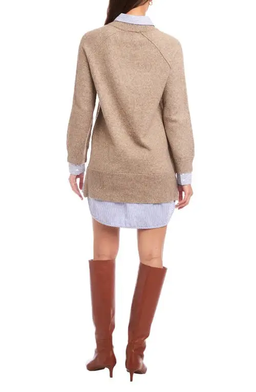 Fifteen Twenty Carrie Mixed Media Mini Dress - Wheat