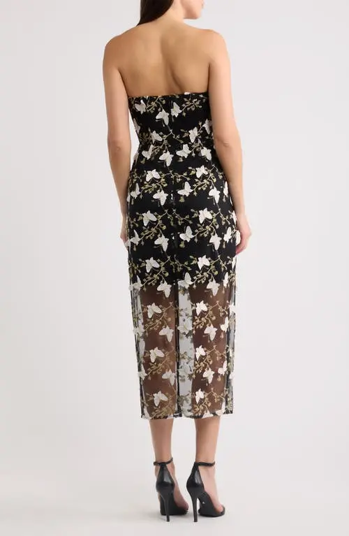 Sam Edelman Metallic Embroidered Strapless Gown