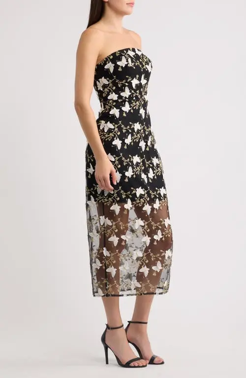 Sam Edelman Metallic Embroidered Strapless Gown