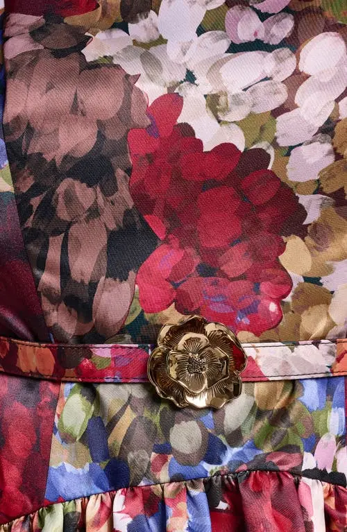 Karl Lagerfeld Paris Sleeveless Square Neck Floral Print Midi Dress - Port Vine Multi