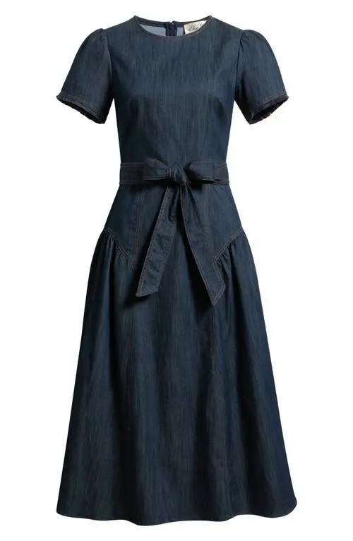 Eliza J Fit & Flare Midi Dress With Fringe Detail