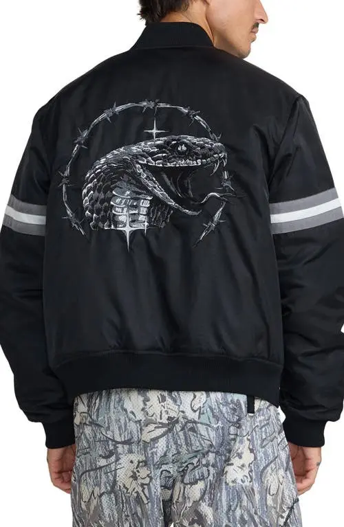 Rvca X Tapout Embroidered Satin Bomber Jacket