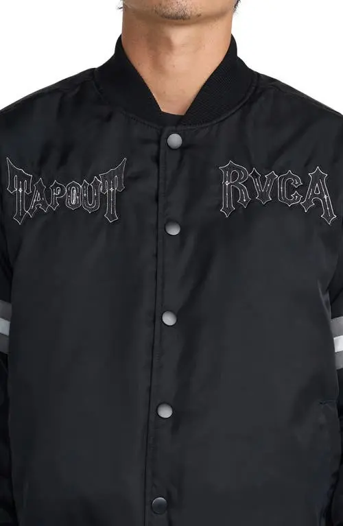 Rvca X Tapout Embroidered Satin Bomber Jacket