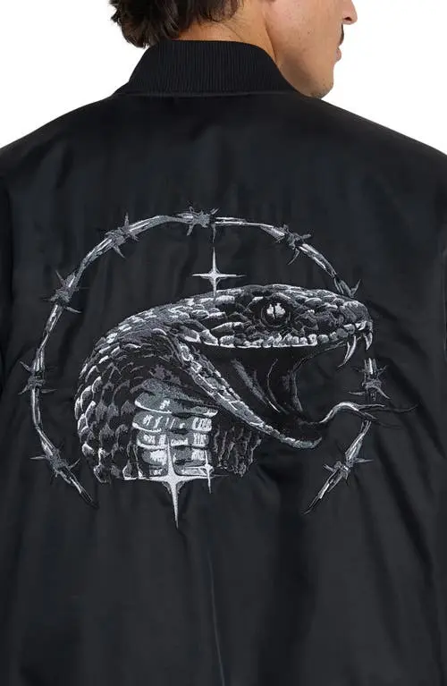 Rvca X Tapout Embroidered Satin Bomber Jacket