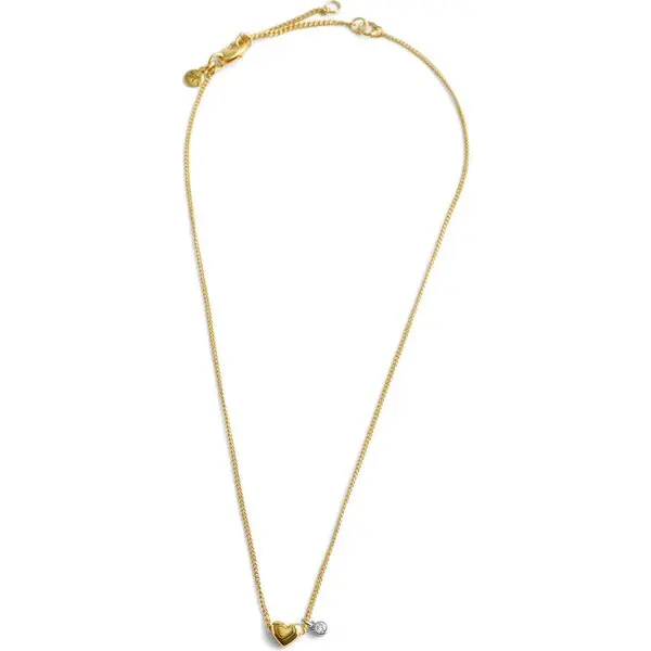 Madewell Baby Heart Pendant Necklace With Cubic Zirconia - Warm Gold