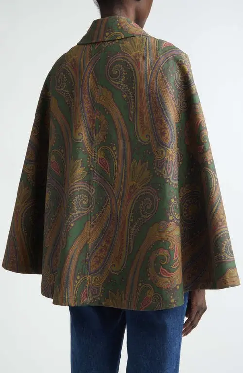 Etro Belted Paisley Gabardine Cape