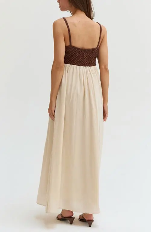 CRESCENT Basket Weave Mixed Media Maxi Dress
