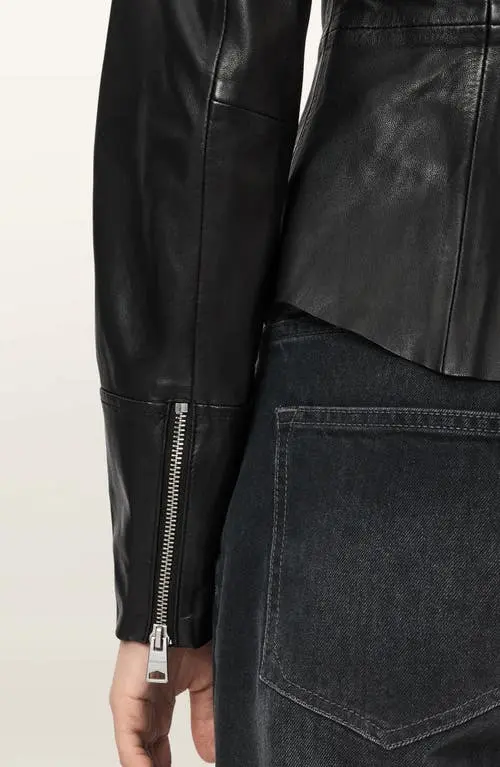 ALLSAINTS Luana Ruffled Leather Shirt