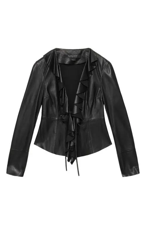 ALLSAINTS Luana Ruffled Leather Shirt