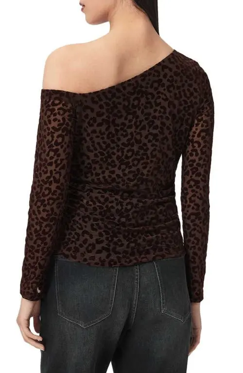 ALLSAINTS Mimi Off The Shoulder Leopard Print Top