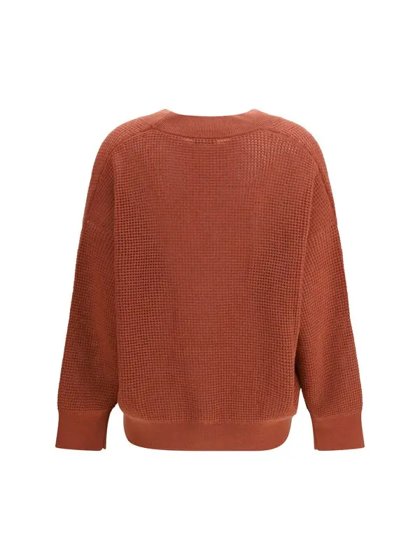Brunello Cucinelli Cashmere Mesh-knit V-neck Cardigan - Orange