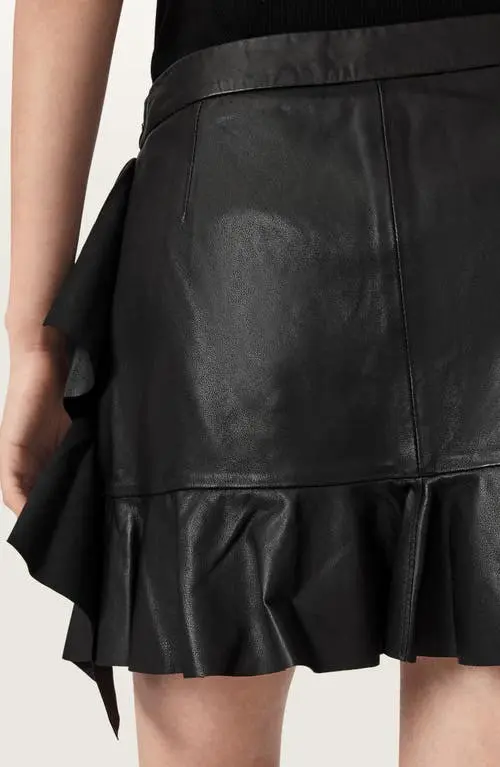 ALLSAINTS Luana Lea Ruffled Leather Miniskirt