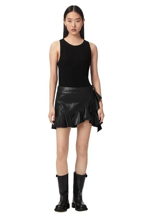 ALLSAINTS Luana Lea Ruffled Leather Miniskirt