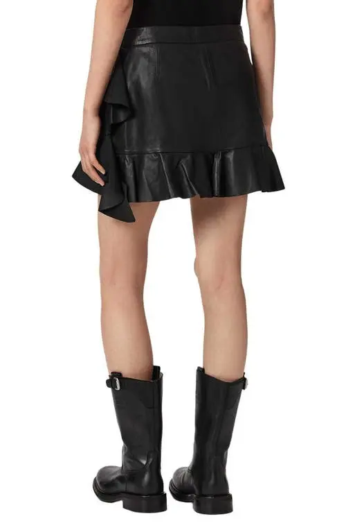 ALLSAINTS Luana Lea Ruffled Leather Miniskirt