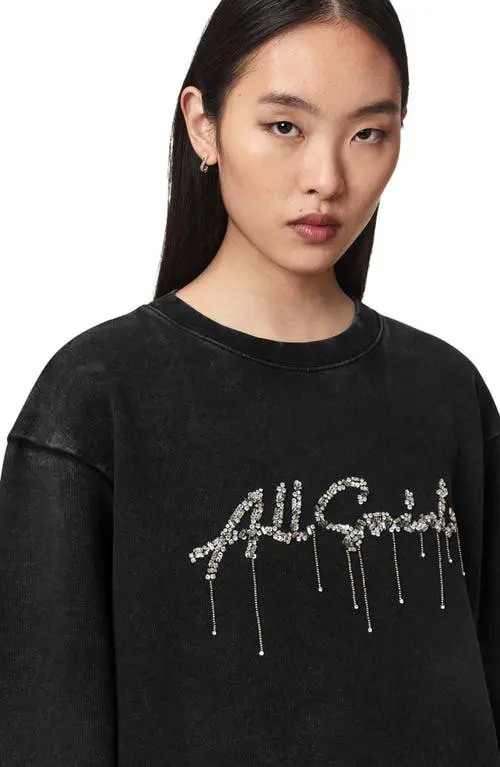 ALLSAINTS Crystal & Chain Embellished Sweatshirt